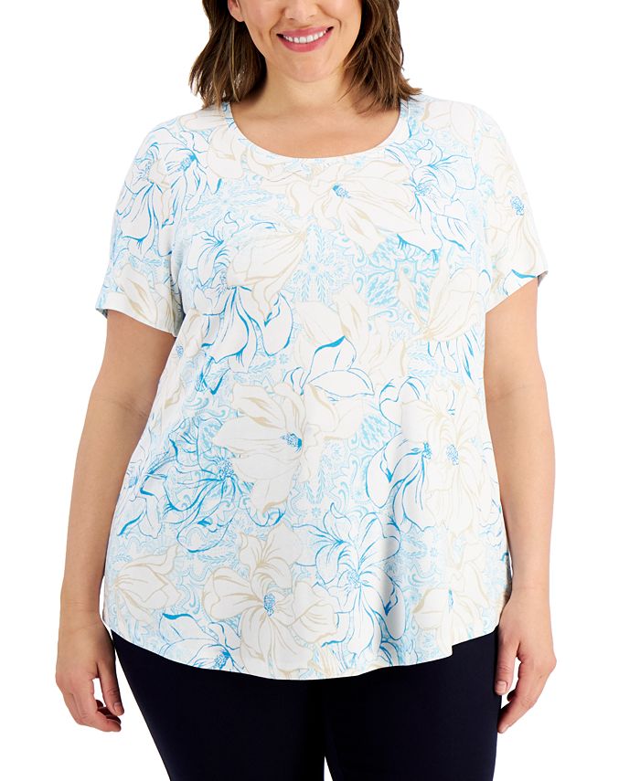 JM Collection Plus Size Printed T-Shirt, Created for Macy's - Macy's