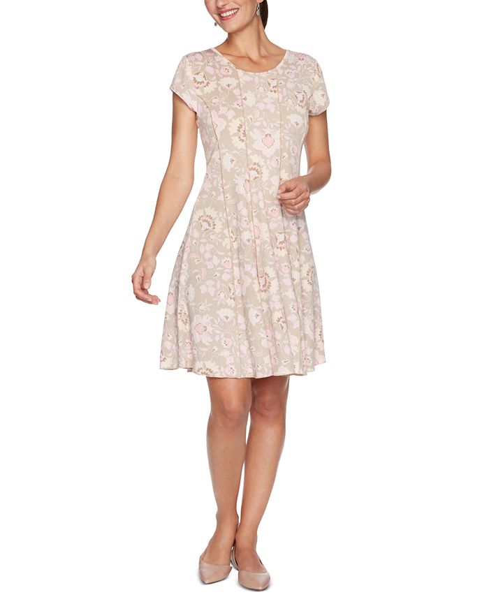 Ruby Rd. Petite Dotted Floral-Print Dress - Macy's
