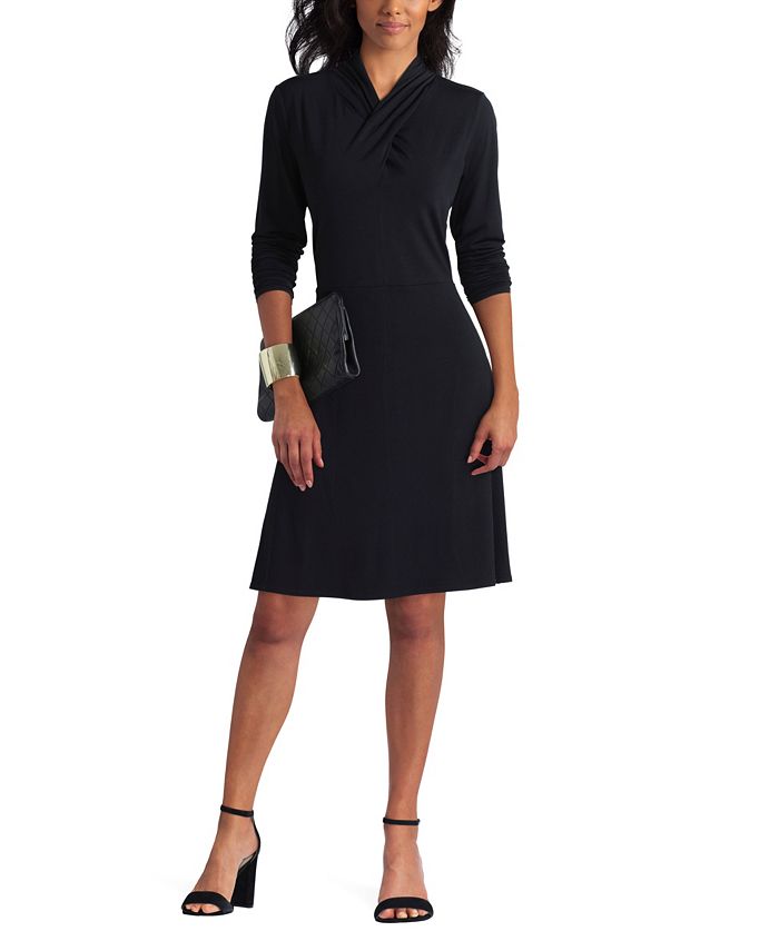 H Halston Women's Crossover Neck Dress - Macy's