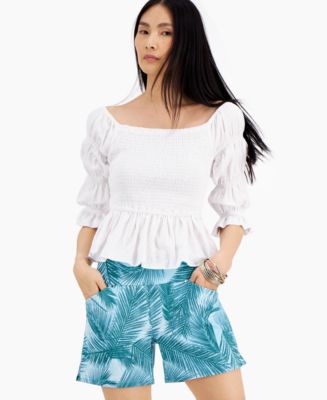 INC International Concepts Smocked Cotton Blouse, Created for Macy's ...