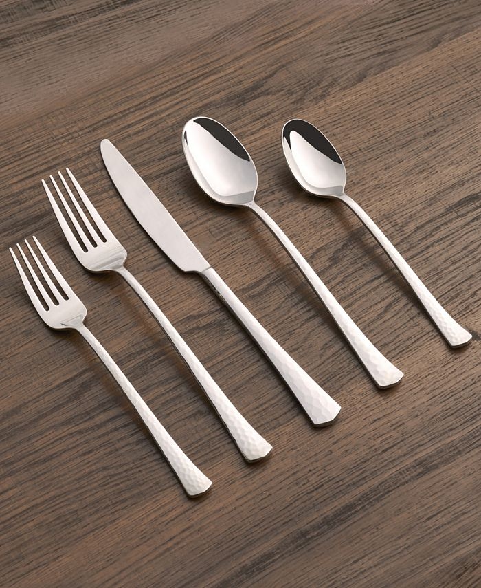 Cambridge Silversmiths Raegan Hammered Mirror 20-Piece Flatware Set ...