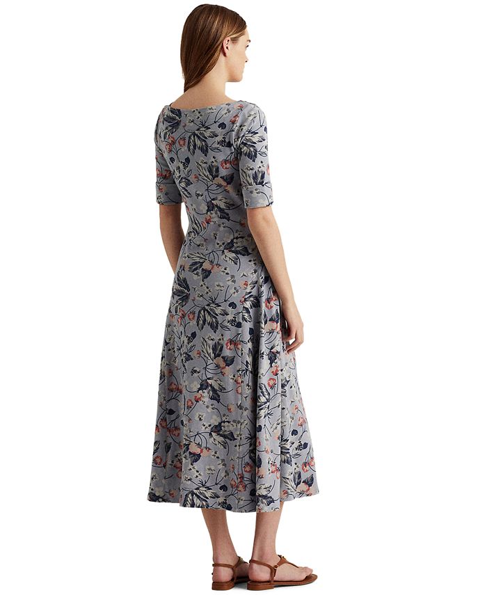 Lauren Ralph Lauren Floral Stretch Cotton Midi Dress - Macy's