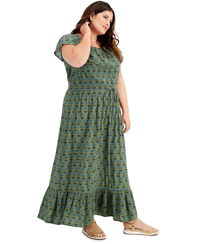 Style & Co Plus Size On/Off-Shoulder Maxi Dress, Created for Macy's ...