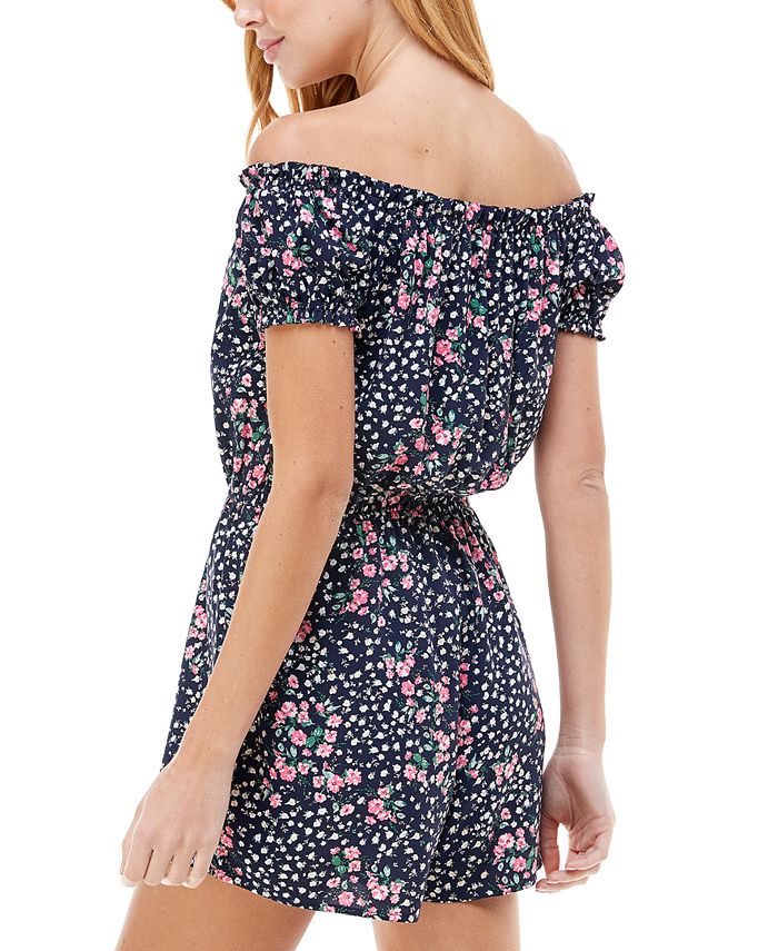 Kingston Grey Printed On and Off-The-Shoulder Romper - Macy's