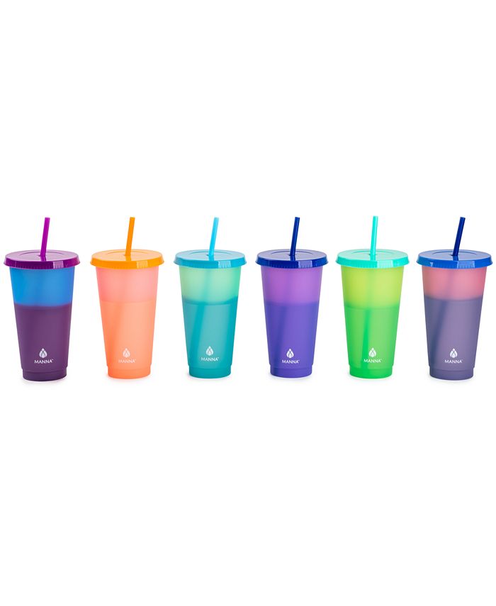 Manna Cold-Activated Color Changing 24-Oz. Tumblers with Lids & Straws ...