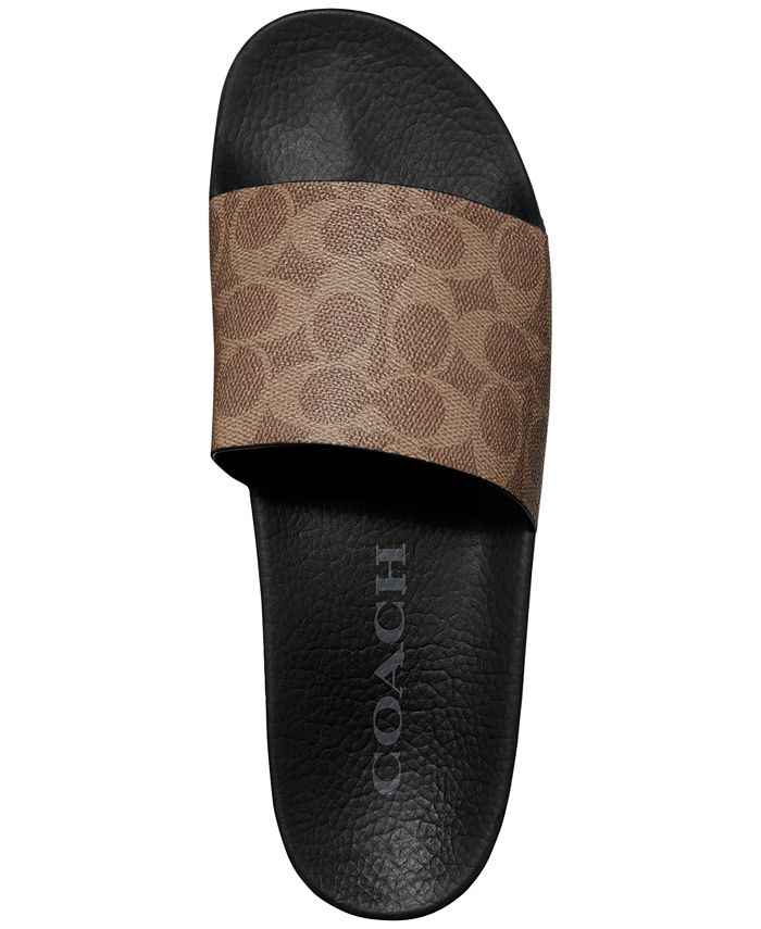 COACH Men's Signature Coated Canvas Pool Slide - Macy's