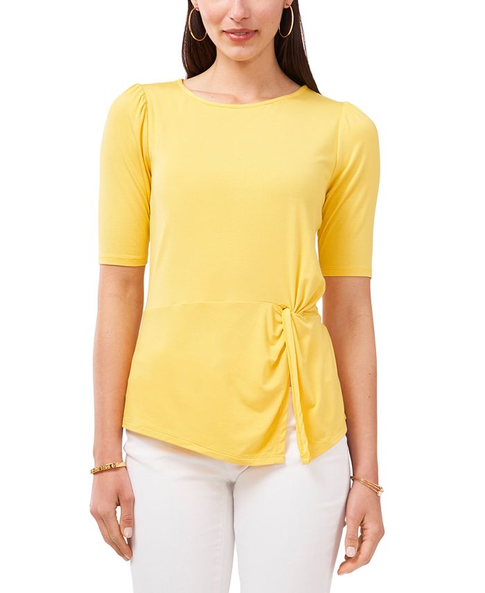 Vince Camuto Solid Side-Twist Split-Hem Top - Macy's