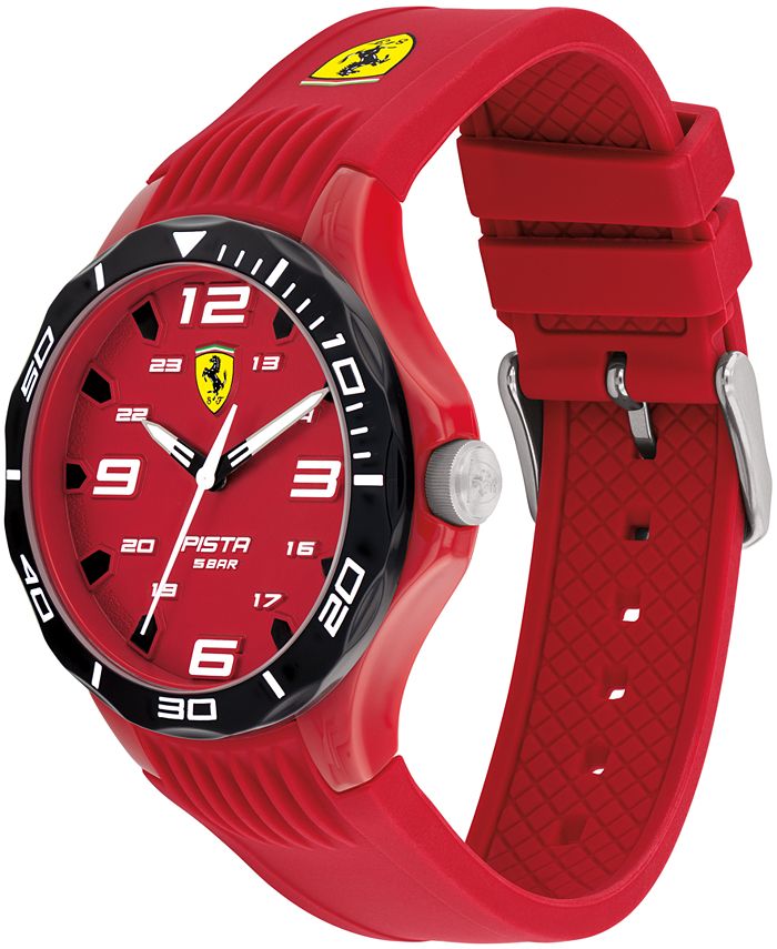 Ferrari Men's Pista Black & Red Silicone Strap Watch 38mm & 44mm Gift ...