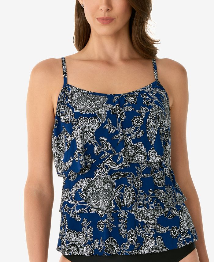 Swim Solutions Paisley Triple Tier Tankini Top Created For Macys Macys