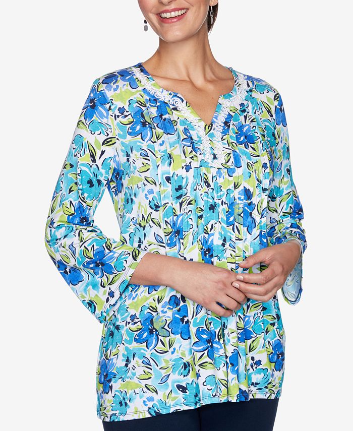 Ruby Rd. Petite Embroidered Floral-Print Top & Reviews - Tops - Petites ...