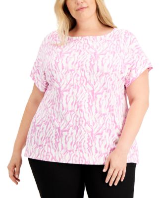 Alfani Plus Size Animal Print T-Shirt, Created for Macy's - Macy's