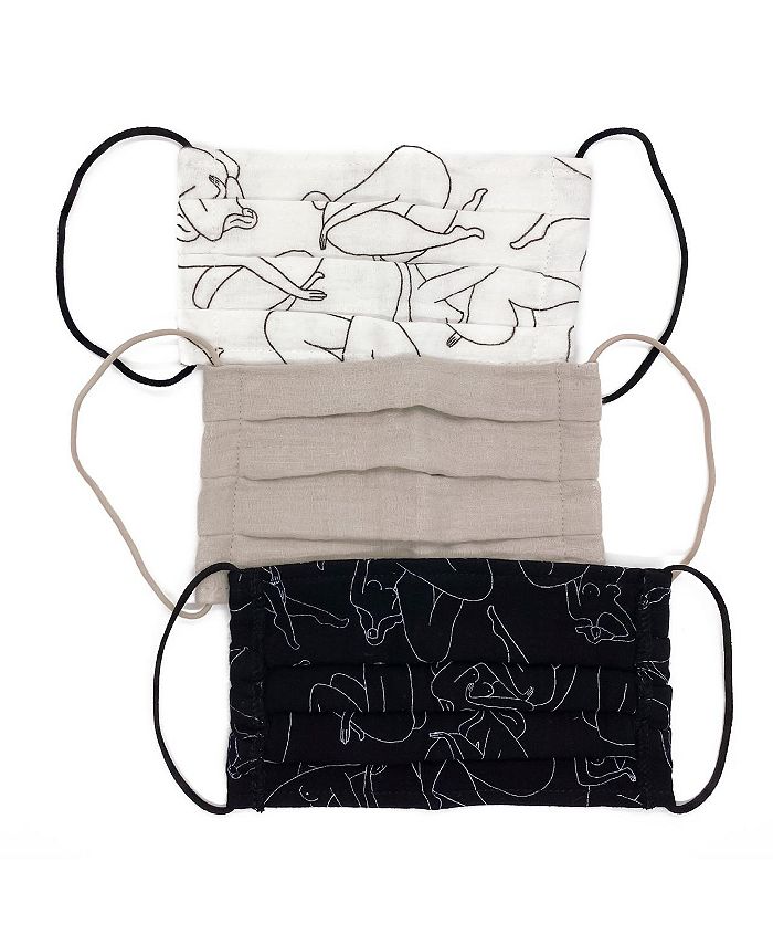Kitsch Figure Drawing Cotton Face Mask, 3 Pack - Macy's