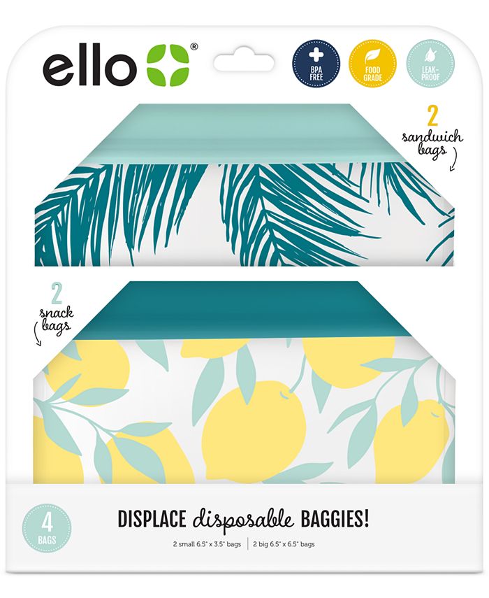 Ello PEVA Sandwich & Snack Food Storage Bags, 4-Pack - Macy's
