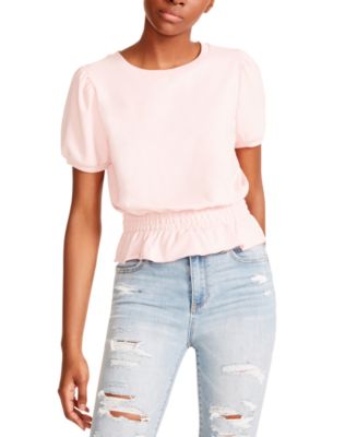 Madden Girl Juniors' Smocked Peplum Top - Macy's