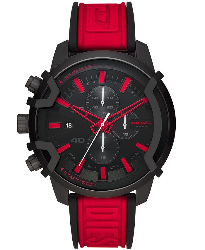 Diesel Griffed Chronograph Red Silicone Watch - Macy's