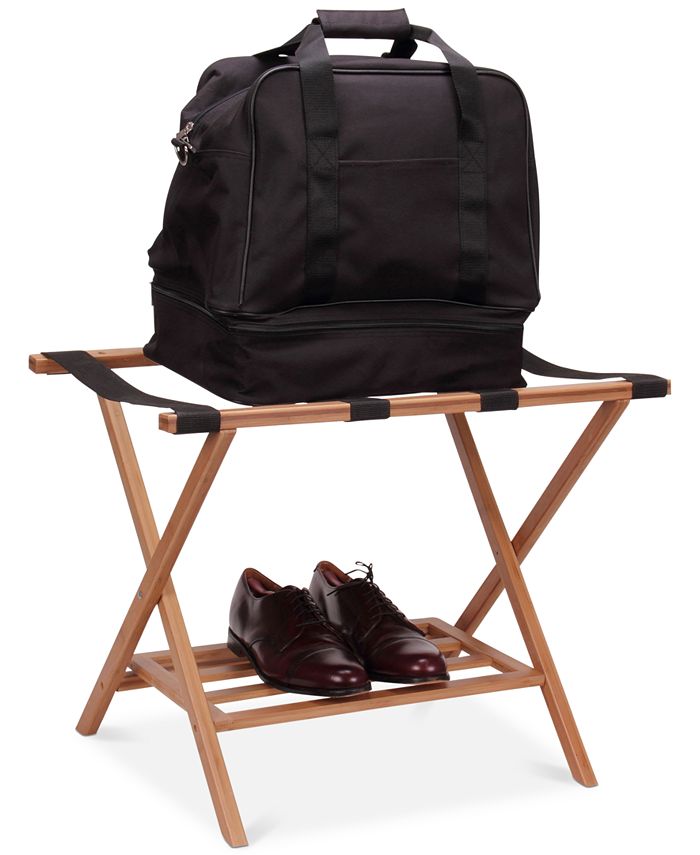 Household Essentials Bamboo Luggage Rack with Tray - Macy's