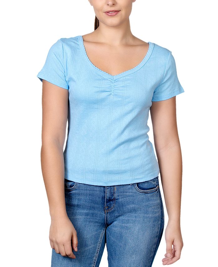 Rebellious One Juniors' Cotton Pointelle Top - Macy's