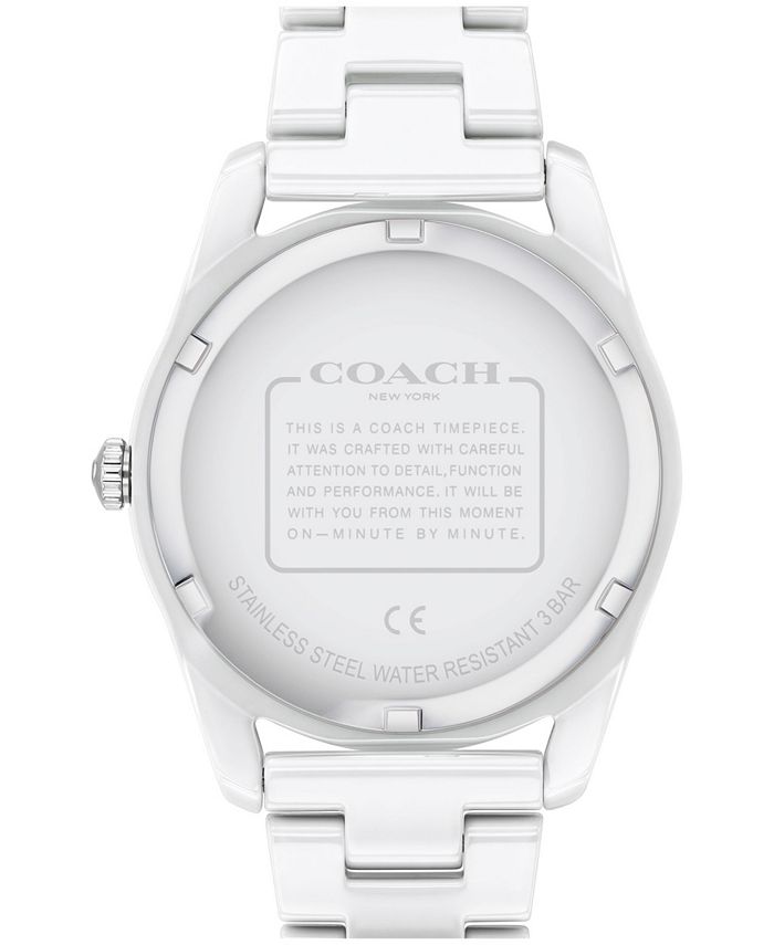 COACH Women's Preston White Ceramic Bracelet Watch 38mm & Reviews - All ...