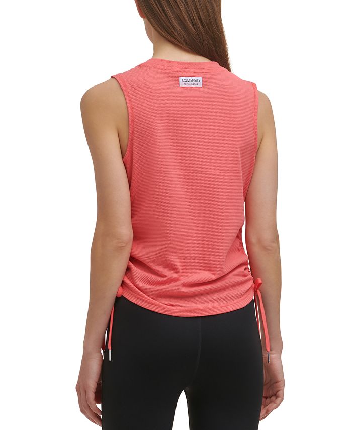 Calvin Klein Women's Textured Ruched Side Tie Tank Top - Macy's