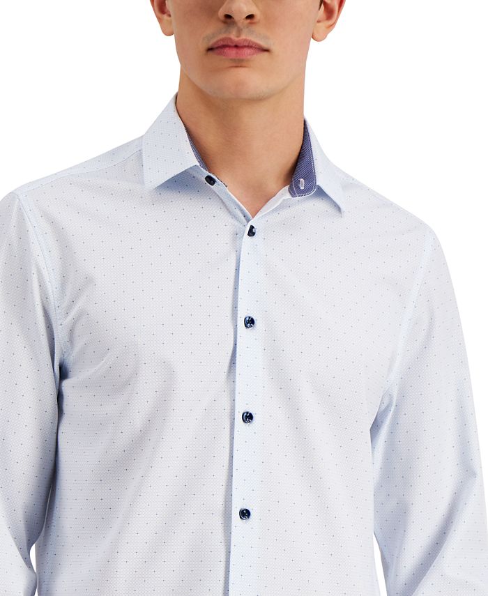 ConStruct Con.Struct Men's Slim-Fit Cooling Comfort Performance Stretch Dotted Grid-Print Dress ...