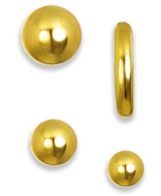 4-Pc. Set Single Graduated Ball Stud Earrings & Single Polished Mini ...
