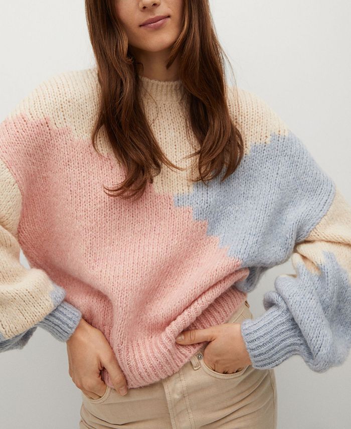 MANGO Multi-Colored Knit Sweater - Macy's