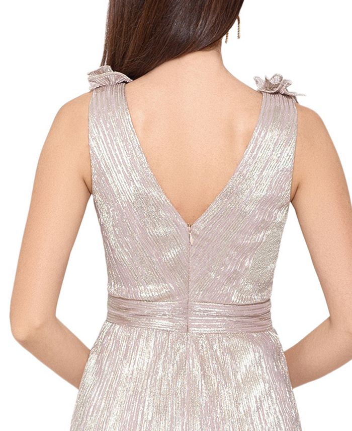 XSCAPE Metallic Ruffle-Trim Dress - Macy's