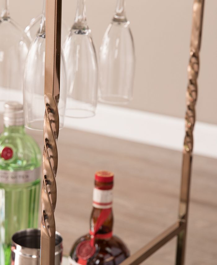 Southern Enterprises Ivers Metal Mirrored Bar Cart - Macy's