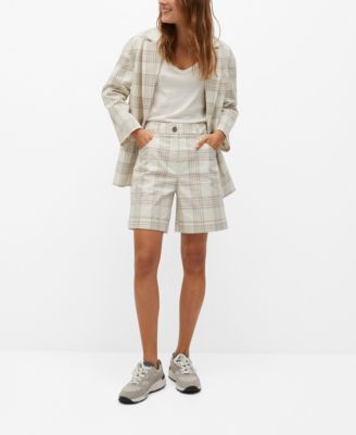 MANGO Check Cotton Blazer - Macy's