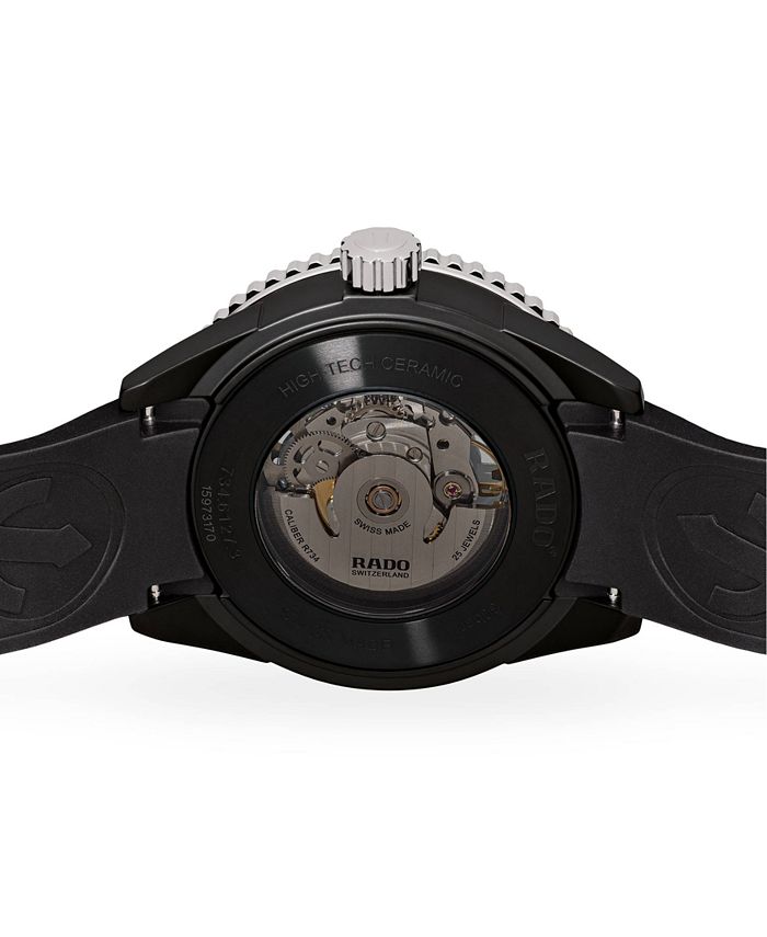 Rado Men's Swiss Automatic Captain Cook Black Rubber Strap Watch 43mm ...