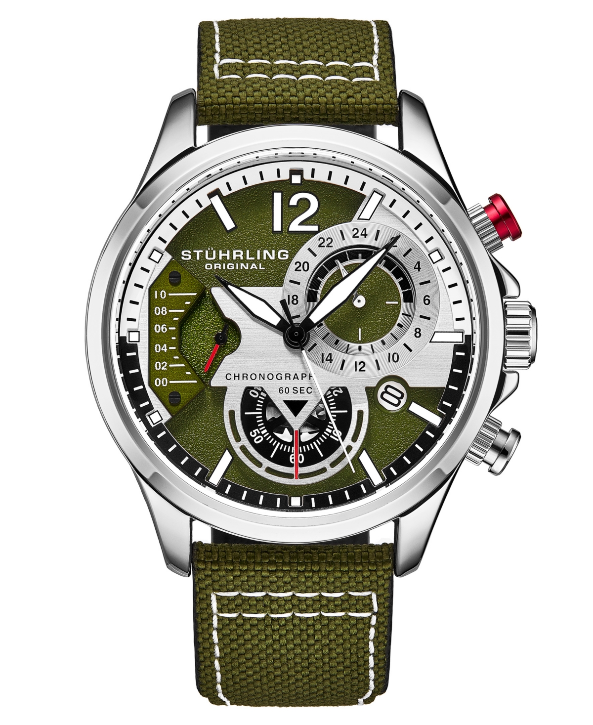 Click here for Mens Chronograph Green Genuine Fabric Covered Leat... prices