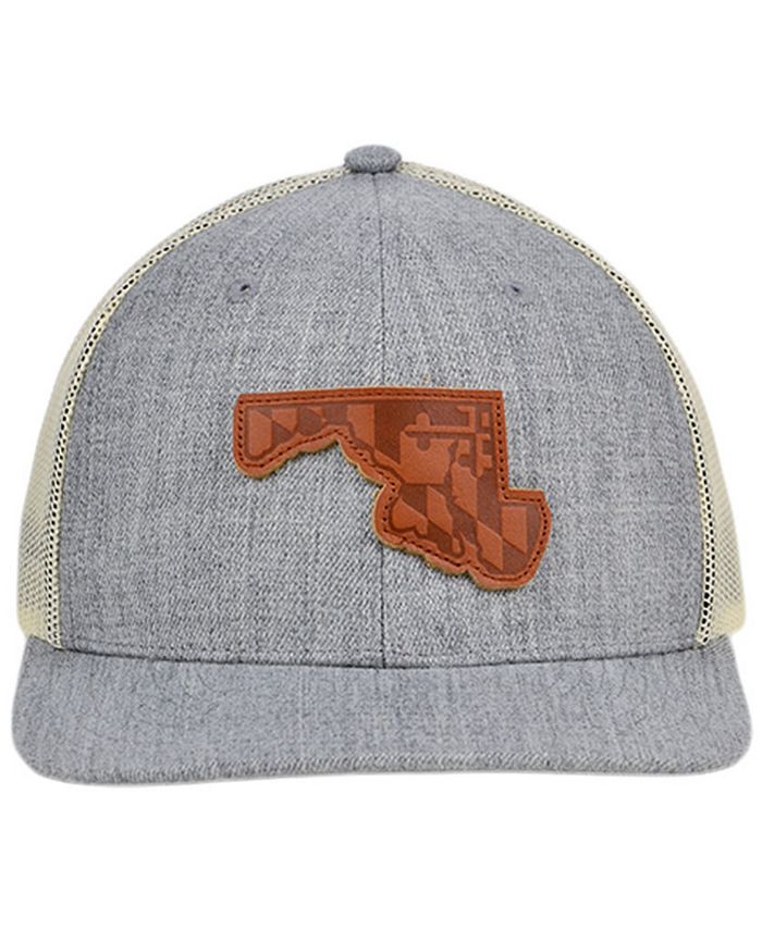 Lids Local Crowns Maryland Heather Leather State Patch Curved Trucker ...