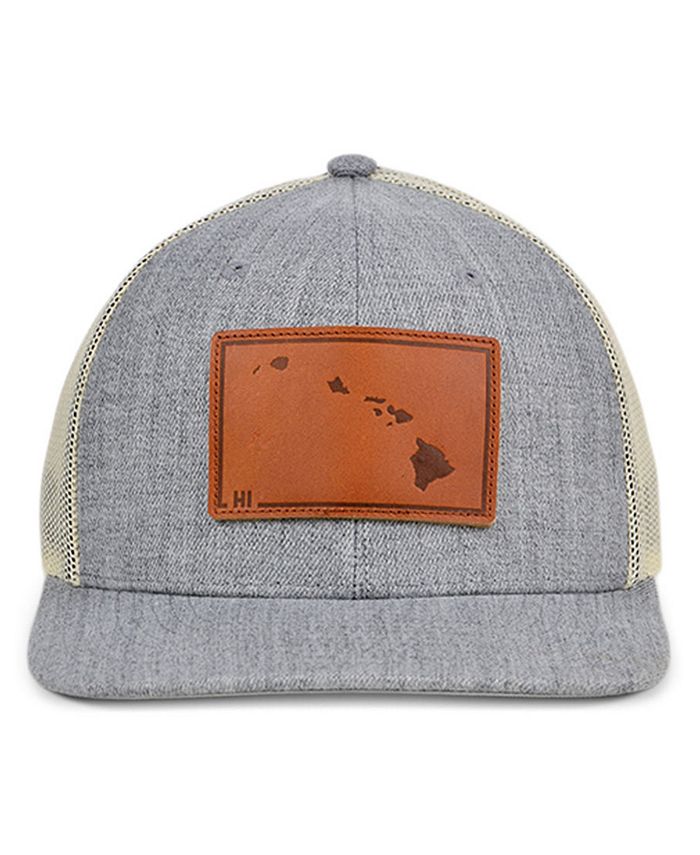 Lids Local Crowns Hawaii Heather Leather State Patch Curved Trucker Cap ...