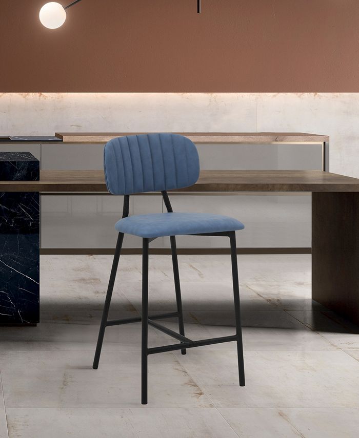 Armen Living Rococo Faux Leather and Metal Counter Height Bar Stool ...