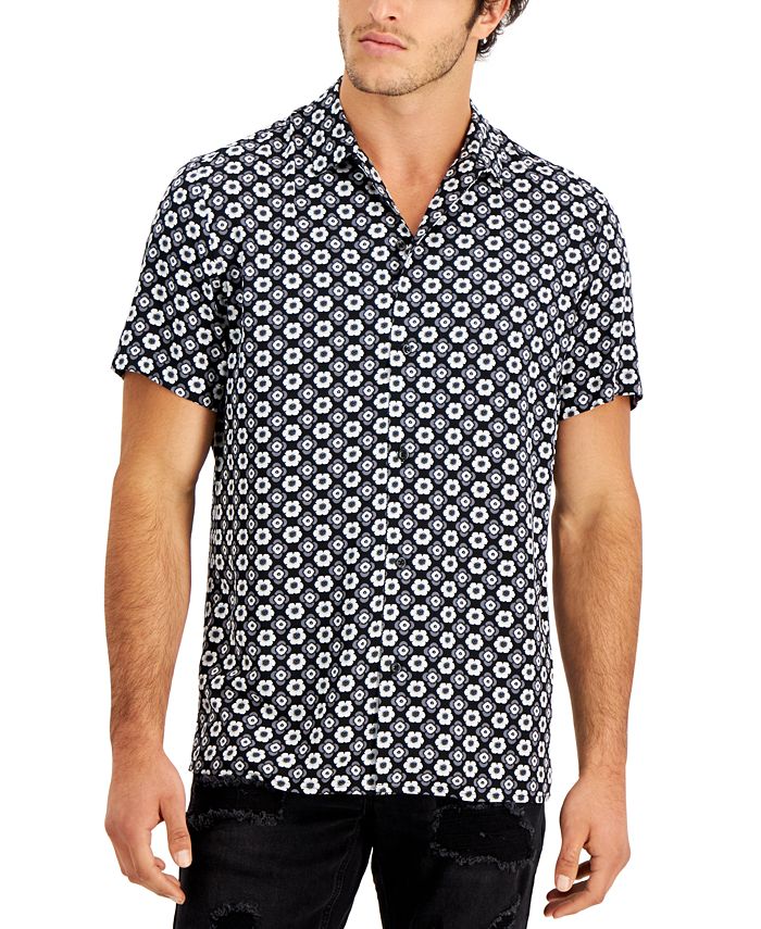 Inc International Concepts Mens Floral Medallion Camp Shirt Created