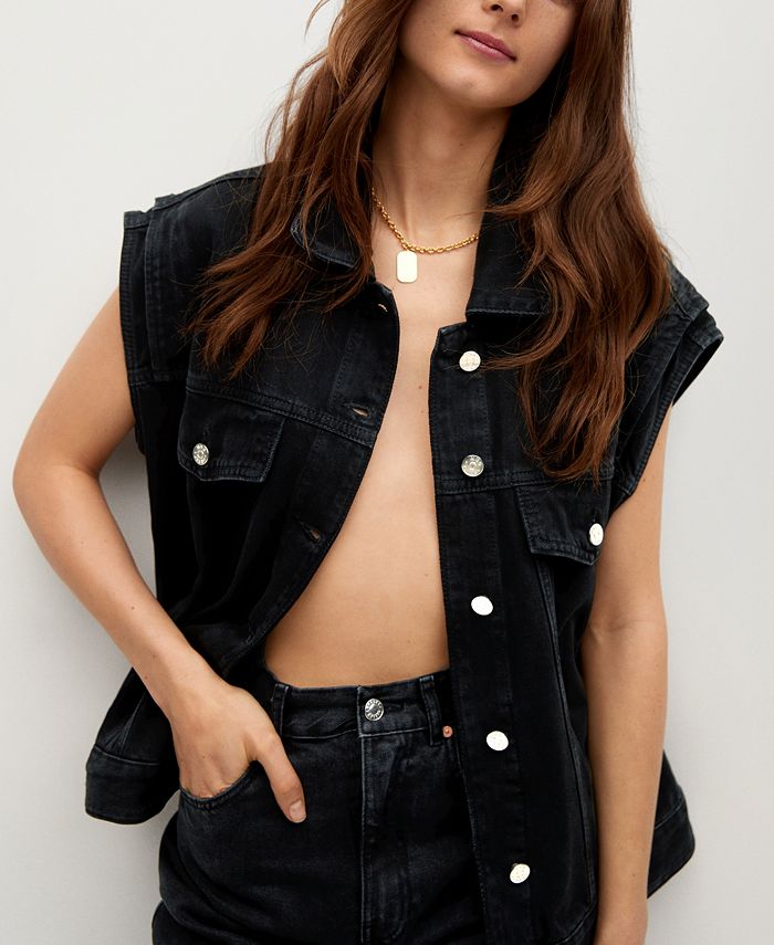 MANGO Denim Vest with Pockets - Macy's