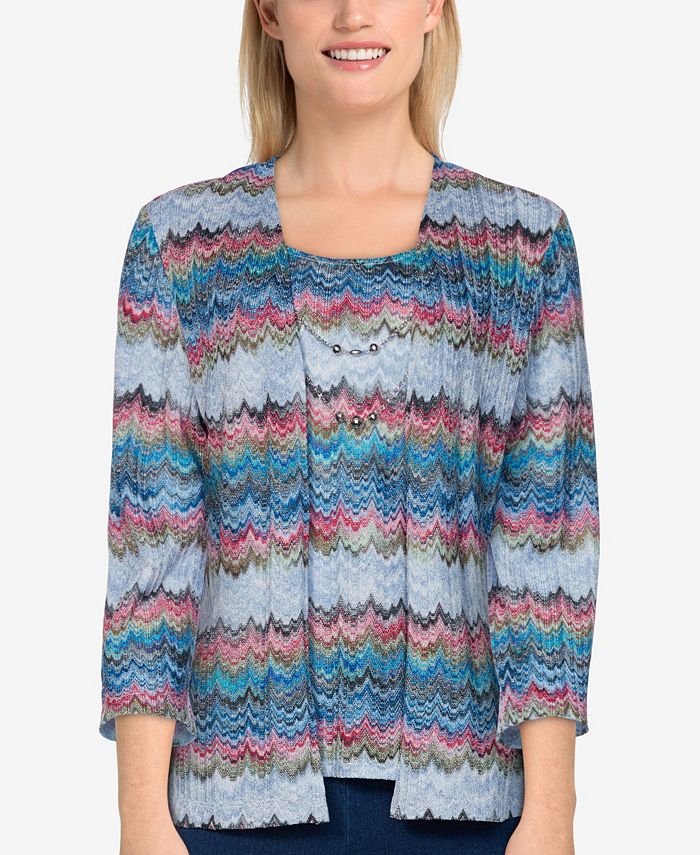 Alfred Dunner Petite Size Bryce Canyon Casual Textured Two-For-One Top ...