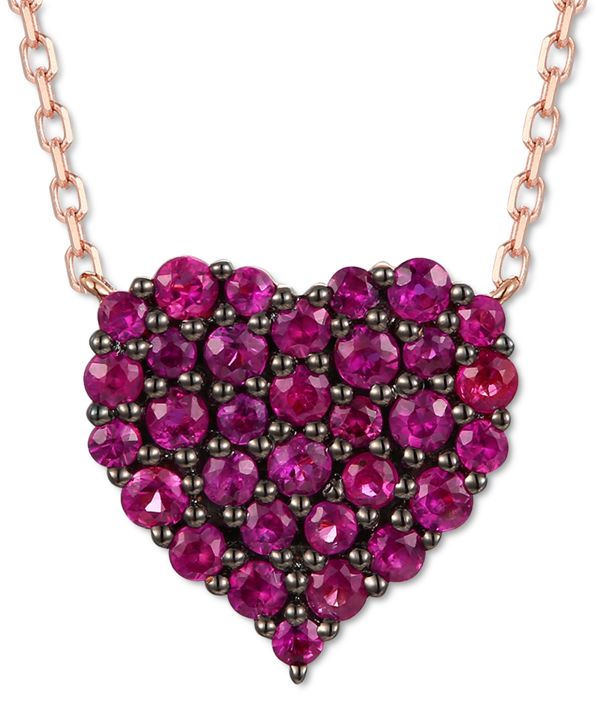 Click here for Le Vian Passion Ruby Heart Cluster 17-1/2 Pendant... prices