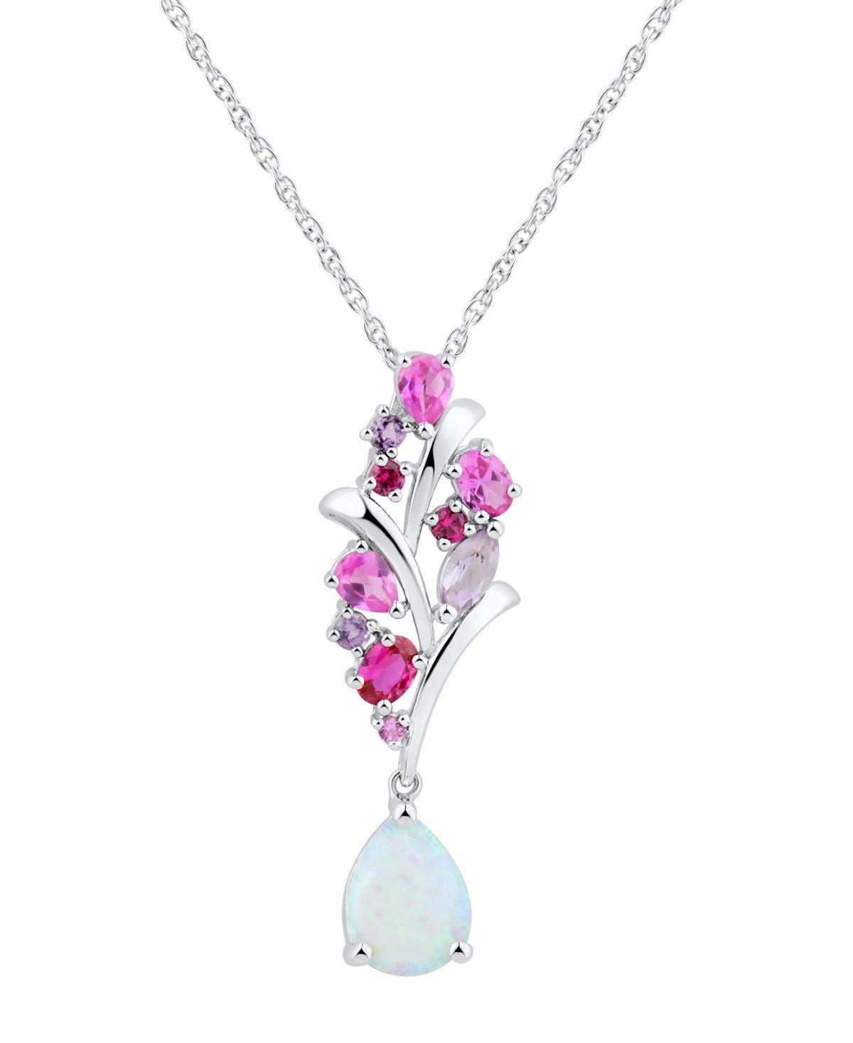Click here for Multi-Gemstone Cluster Drop 18 Pendant Necklace (1... prices
