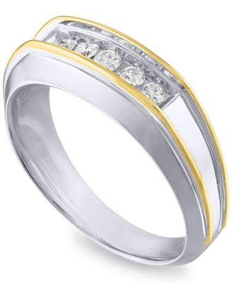 Men's Diamond Ring (1/4 ct. t.w.) in 10k Gold & White Gold - Macy's