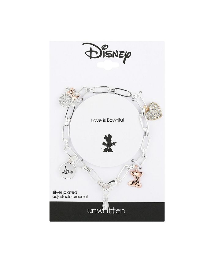 Disney Gold Flash-Plated Cubic Zirconia Minnie Mouse "Love" Charm Link ...