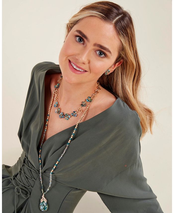 lonna & lilly Gold-Tone Pavé & Mother-of-Pearl Flower Collar Necklace ...
