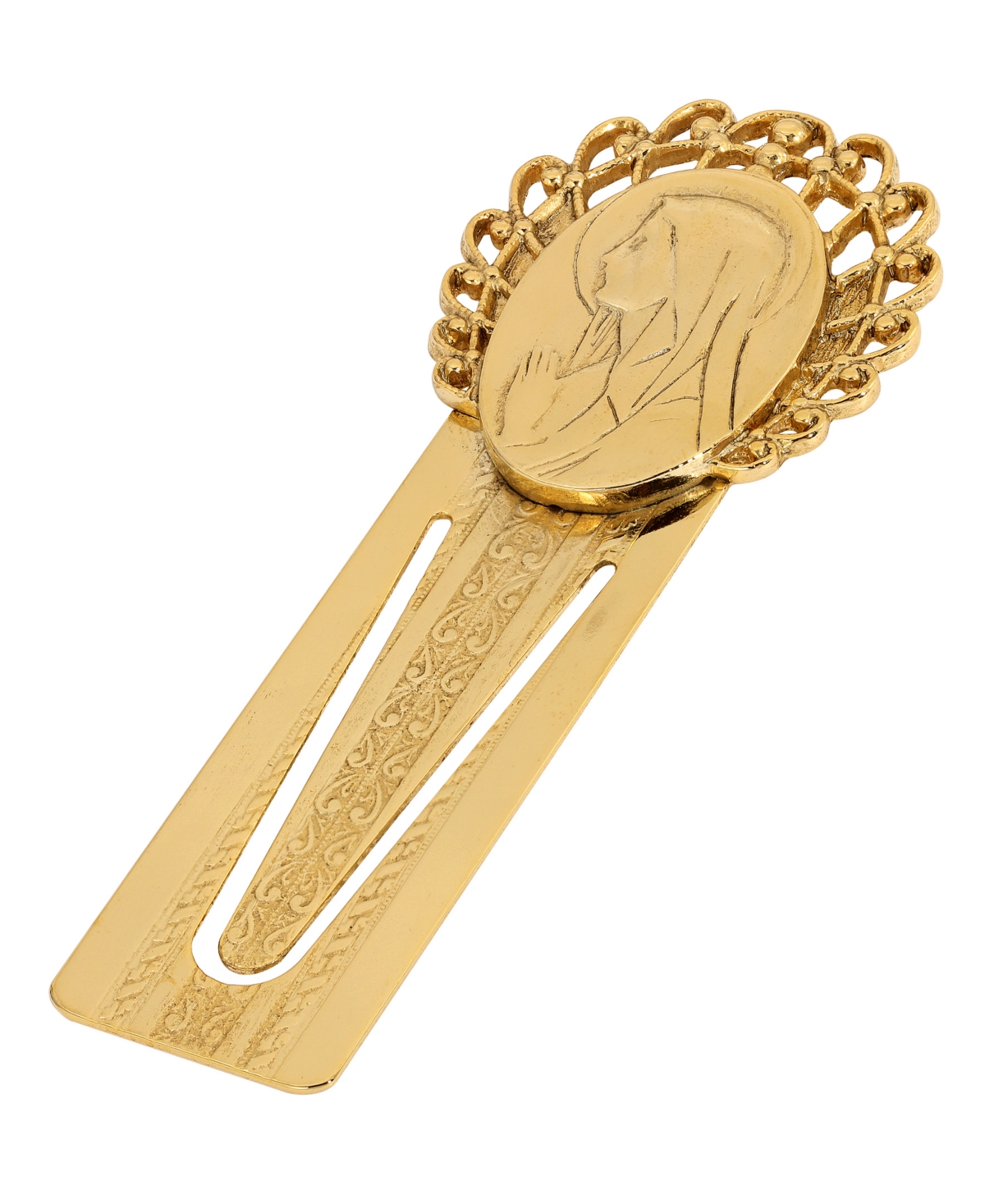 Symbols Of Faith 14k Gold-dipped Praying Mary Bookmark In Yellow | ModeSens