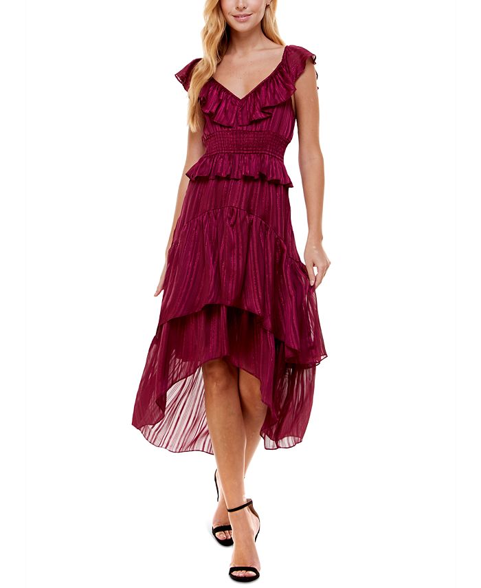 City Studios Juniors' Ruffle-Neck Midi Dress - Macy's