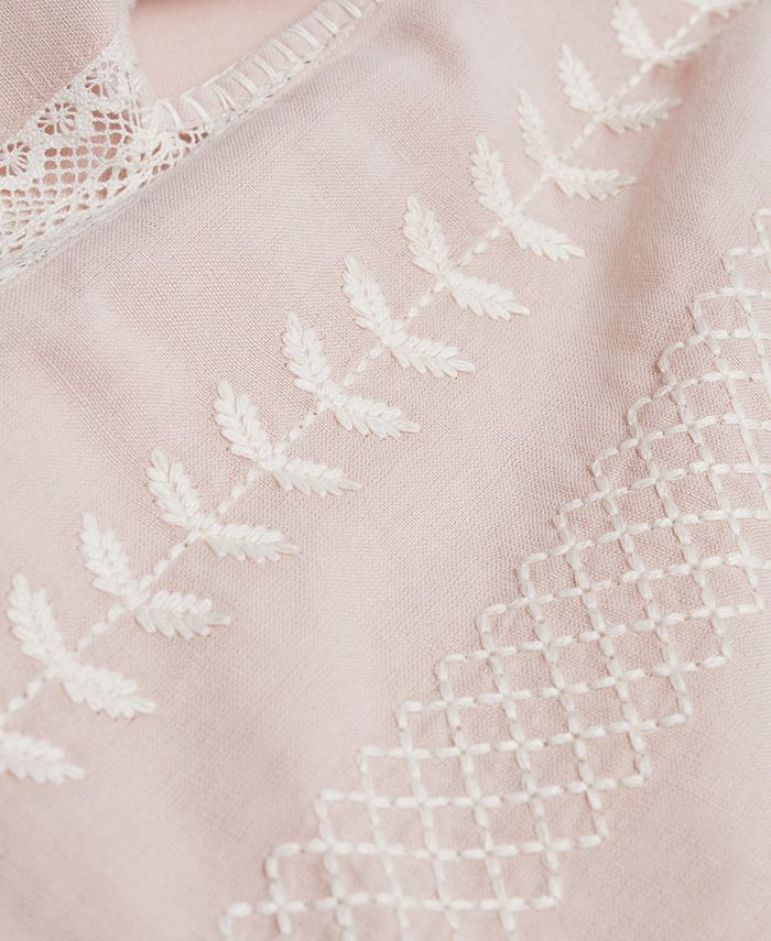 MANGO Cotton Linen Embroidered Blouse - Macy's