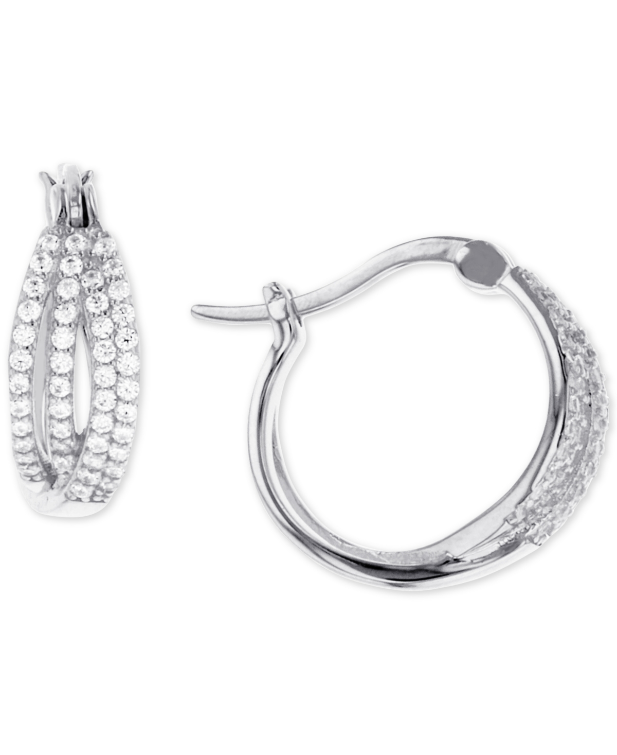 Click here for Cubic Zirconia Crossover Hoop Earrings in Sterling... prices