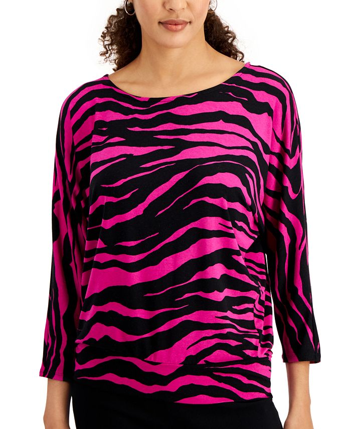 JM Collection Zebra-Print Top, Created for Macy's - Macy's