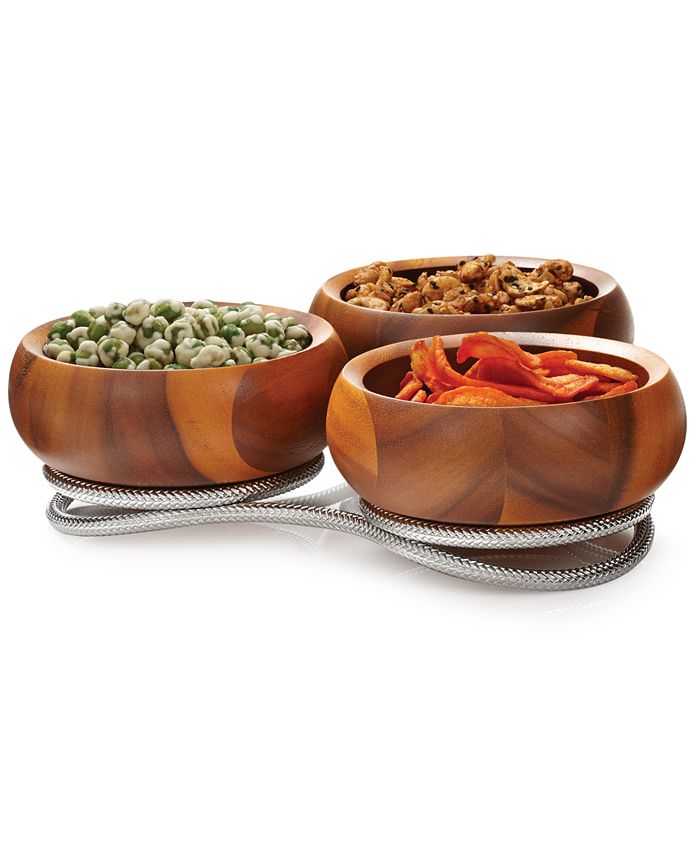 Nambé Nambe Braid 3 Section Wood Condiment Server - Macy's