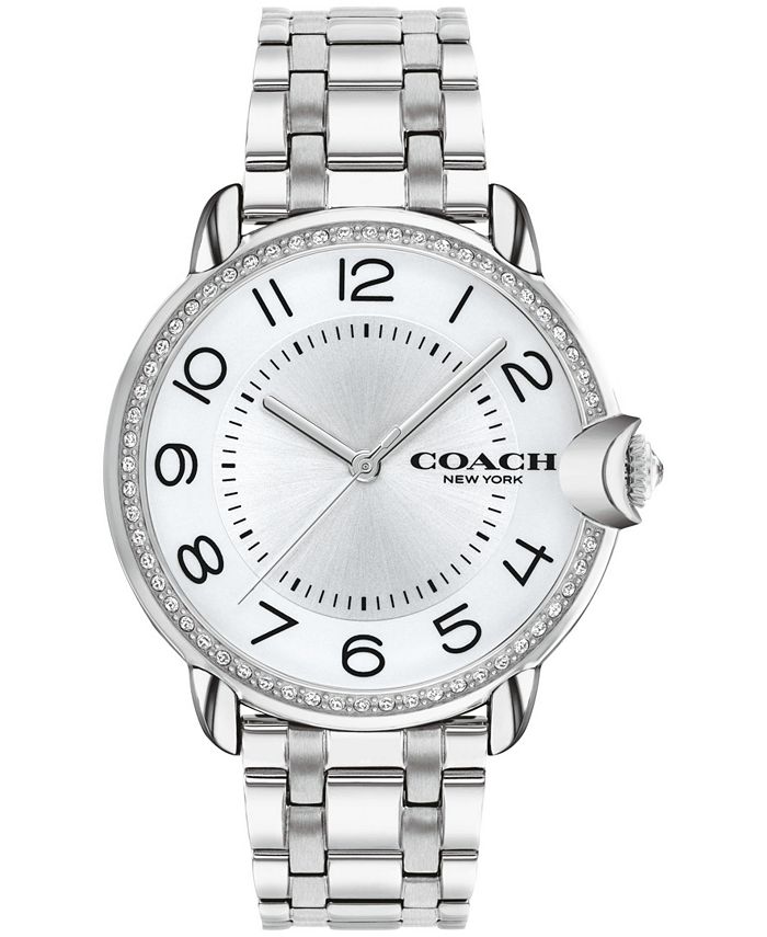 COACH Women's Arden Silver-Tone Stainless Steel Bracelet Watch, 36mm ...