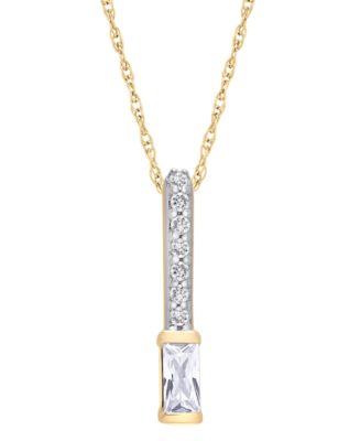 Wrapped™ Certified Diamond Baguette Vertical Bar Pendant Necklace (1/6 ...